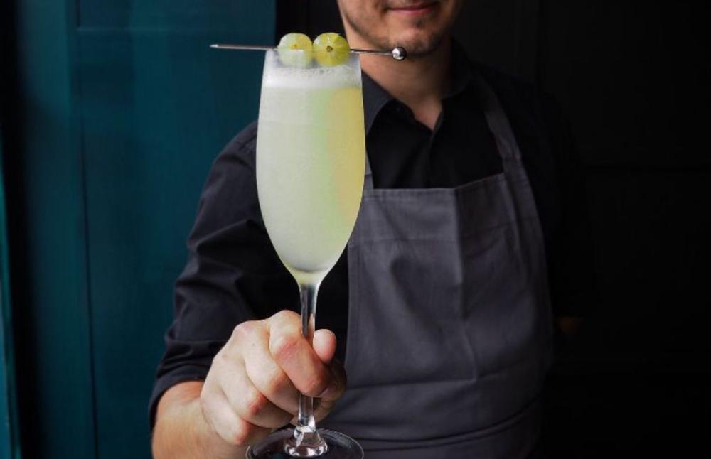 Gooseberry and Elderflower French 75 cocktail recipe - Make Me a Cocktail